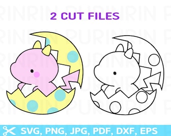 Sweet Dino SVG Cute Baby Dinosaur in Egg Jurassic Animal Layered Cut ...
