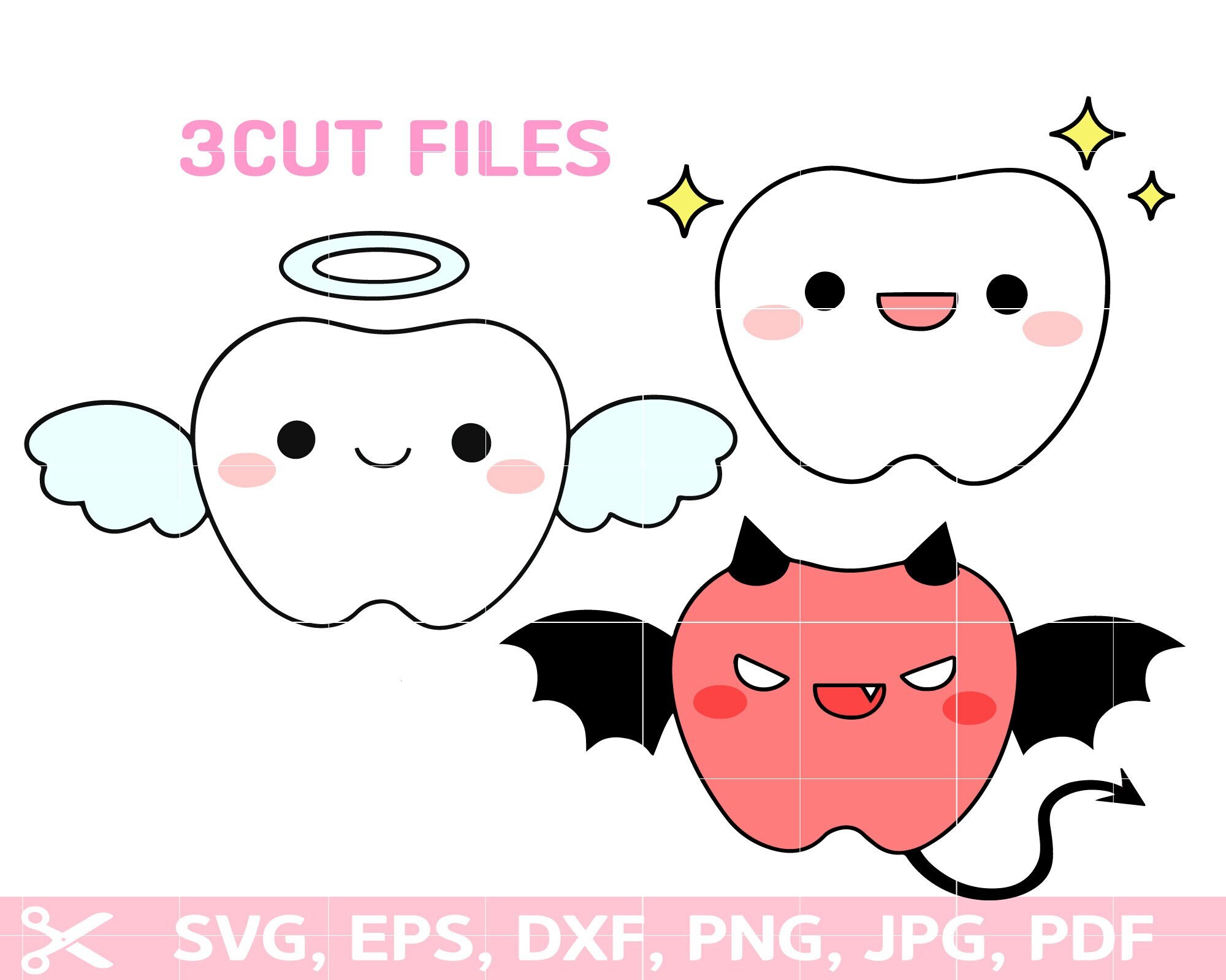 Tooth Svgtooth Fairy Svg Angel Wings Svg Devil With a Tail - Etsy Australia