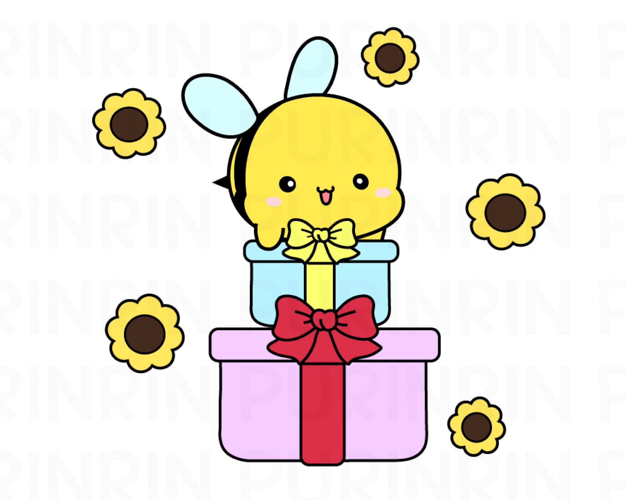 Bee Birthday Clipart Queen Bee Kawaii Clipart Sunflower Png - Etsy