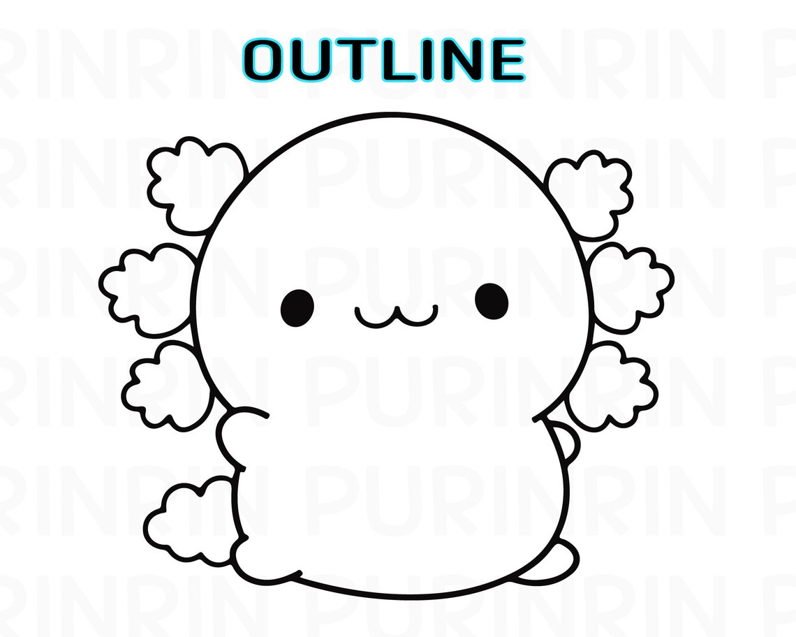 Axolotl SVG Axolotl outline vector Kawaii Axolotl clipart | Etsy