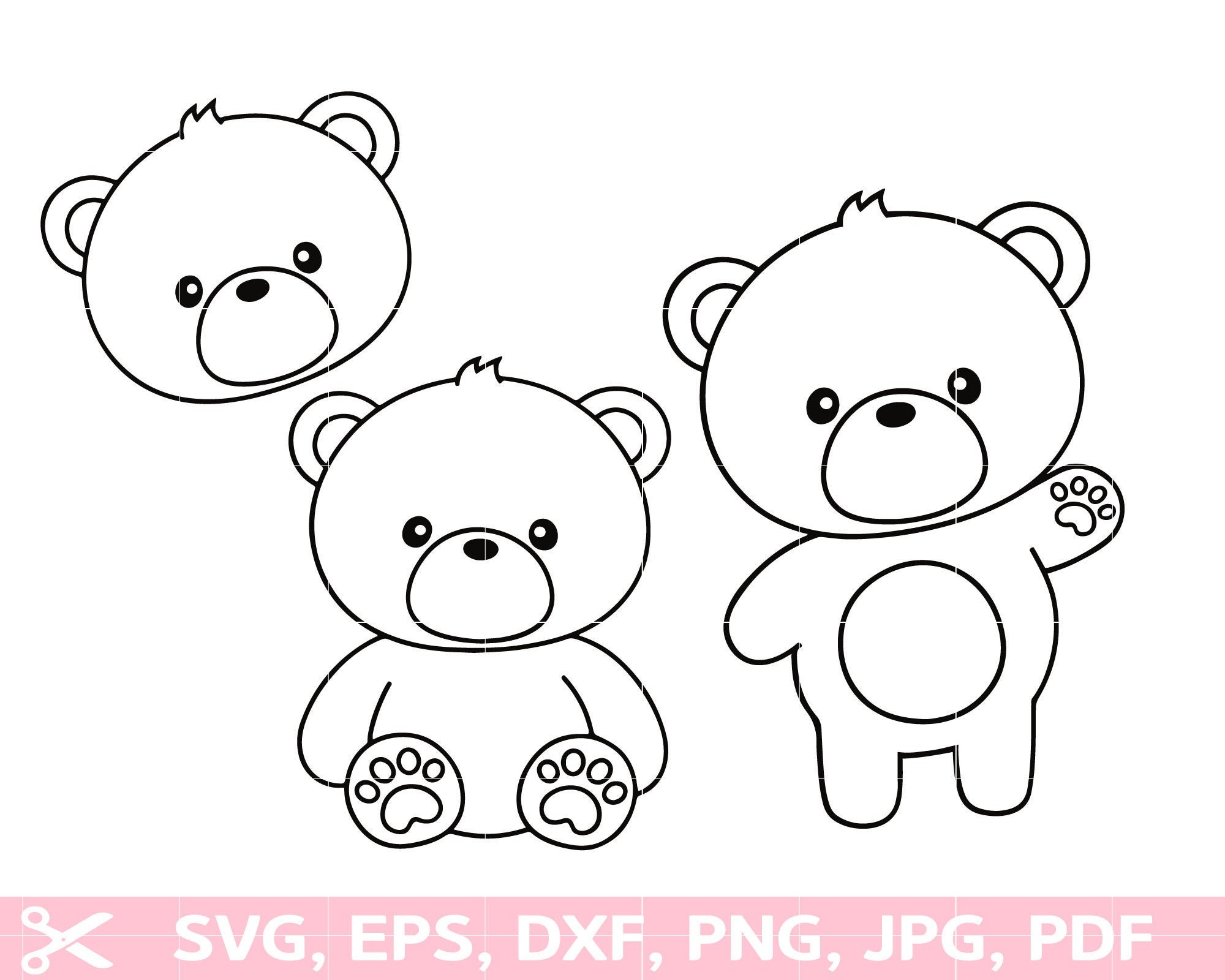 Bear Set SVG. Standing Bear Svg Bear Outline Circut Cut - Etsy