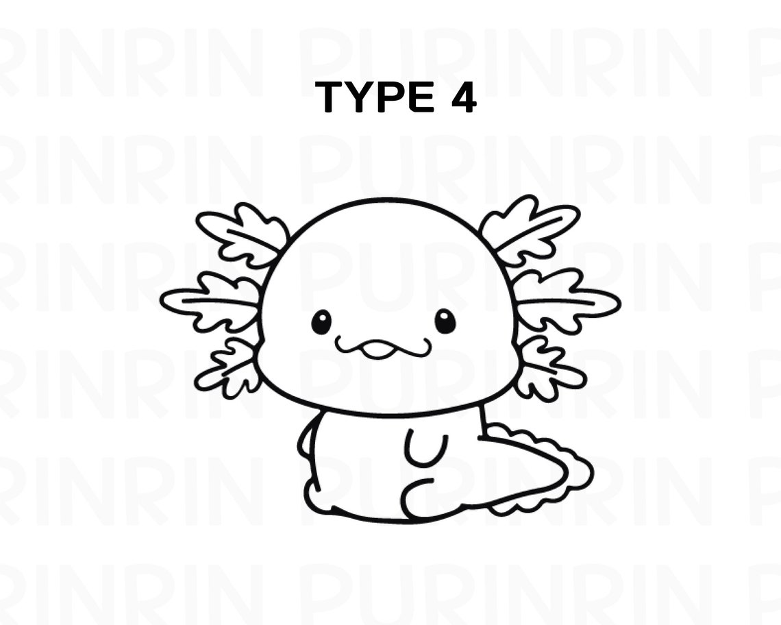 Axolotl Outline Axolotl Vertor Kawaii Outline - Etsy Finland