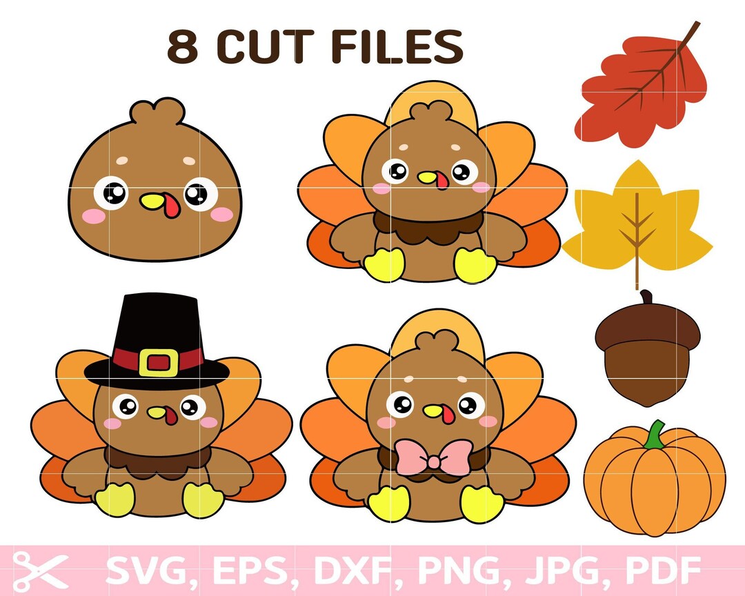 Turkey Svg, turkey Face Svg, fall Leaves Svg, little Turkey Svg, Fall ...