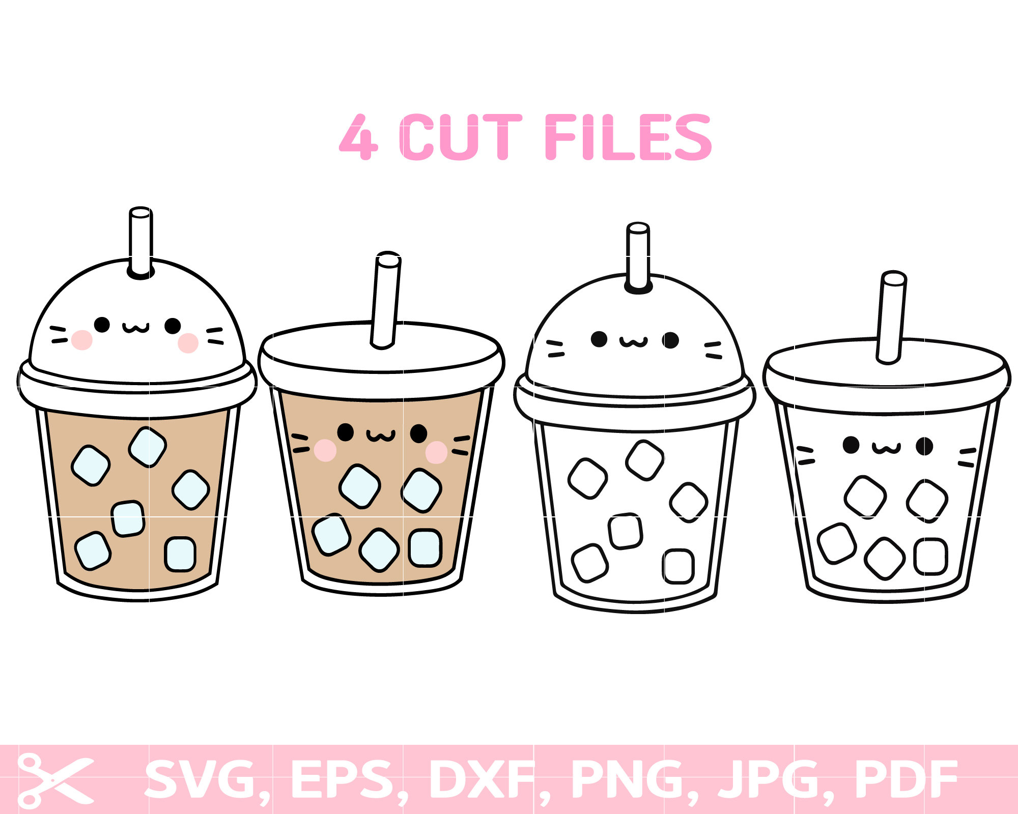 Kawaii Iced Coffee SVG Iced Coffee Cut Files Ice Coffee - Etsy