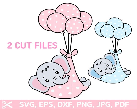 Baby elephant svg Elephant svg Balloon elephantlayered | Etsy