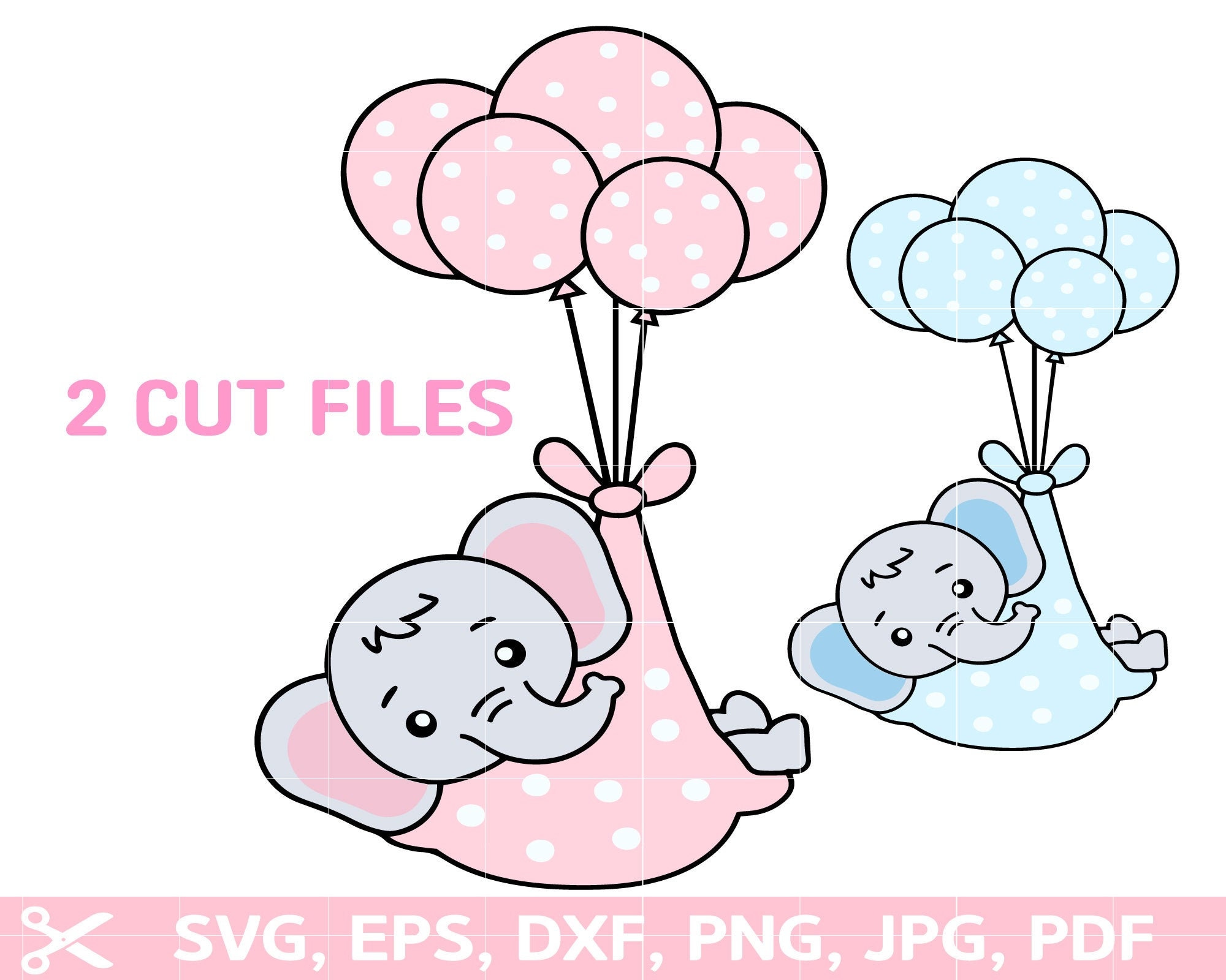 Baby elephant svg Elephant svg Balloon elephantlayered | Etsy