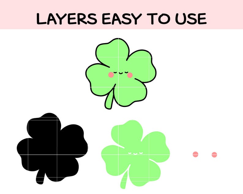 Kawaii Clover SVG Bundle | St. Patrick's Day Clipart (digital Download ...