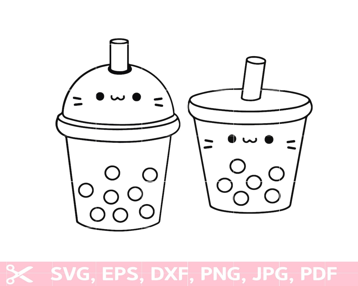 Bubble Tea Outline SVG Boba Tea Outline Kawaii Food Korean - Etsy Norway