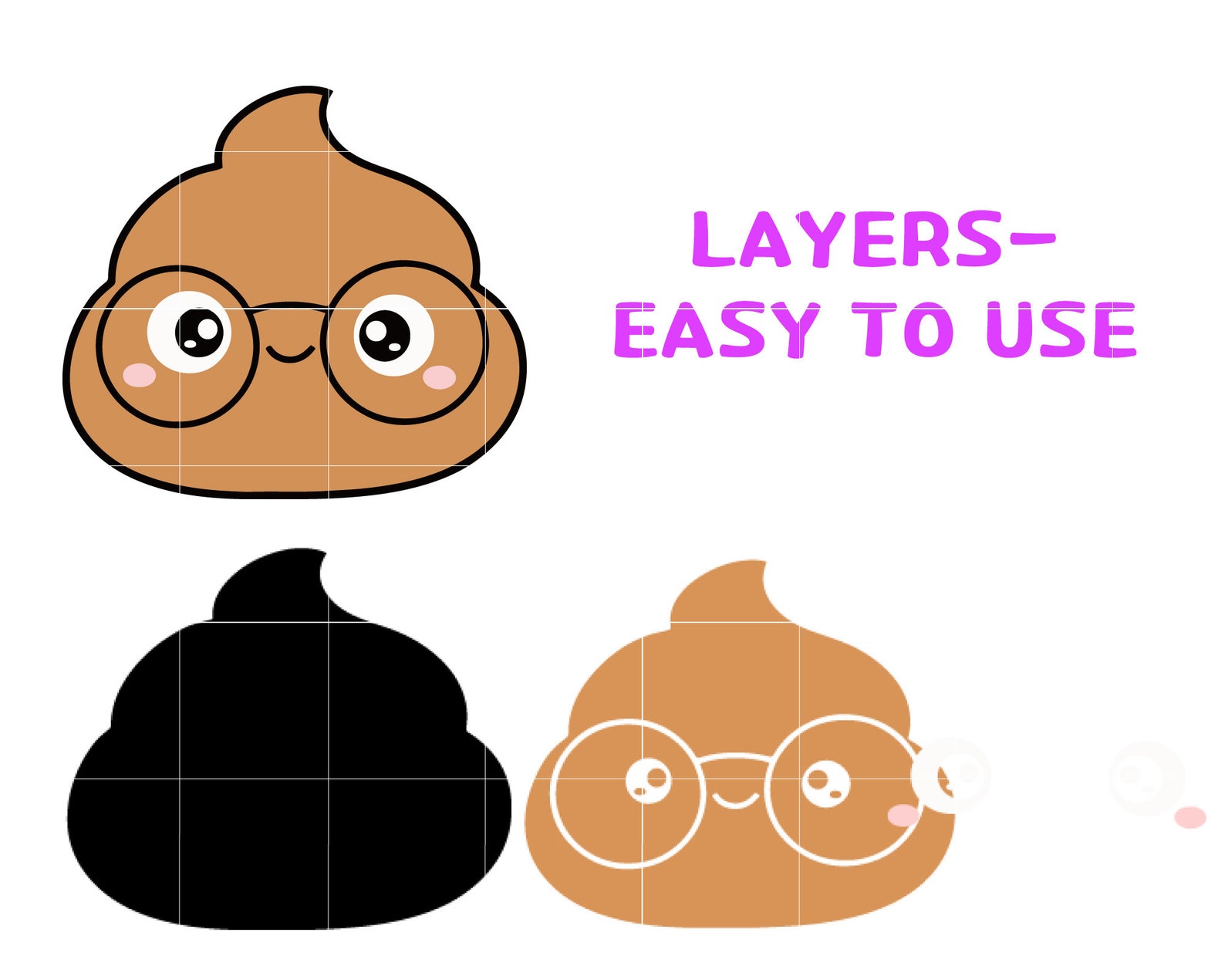 Poop Emoji Black Svg Poop Svg Poop Emoji With Glasses Svg - Etsy