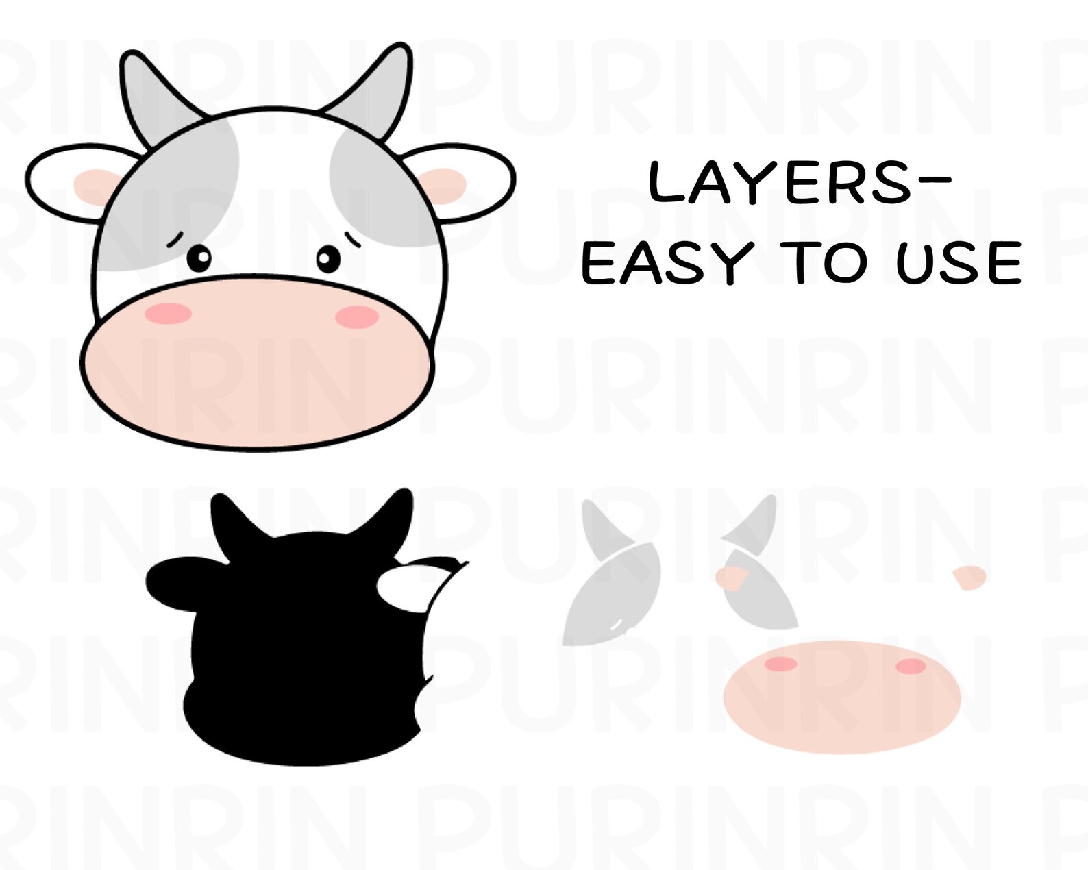 Vache svg cow face svg vache avec cornes svg cow vector - Etsy France