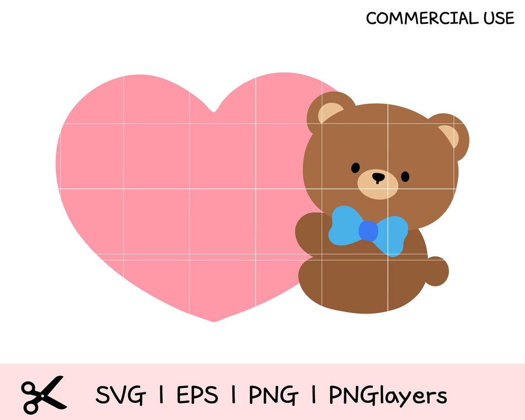 Cute Bear With Heart SVG | Valentine Teddy Bear Clipart | Love SVG for ...