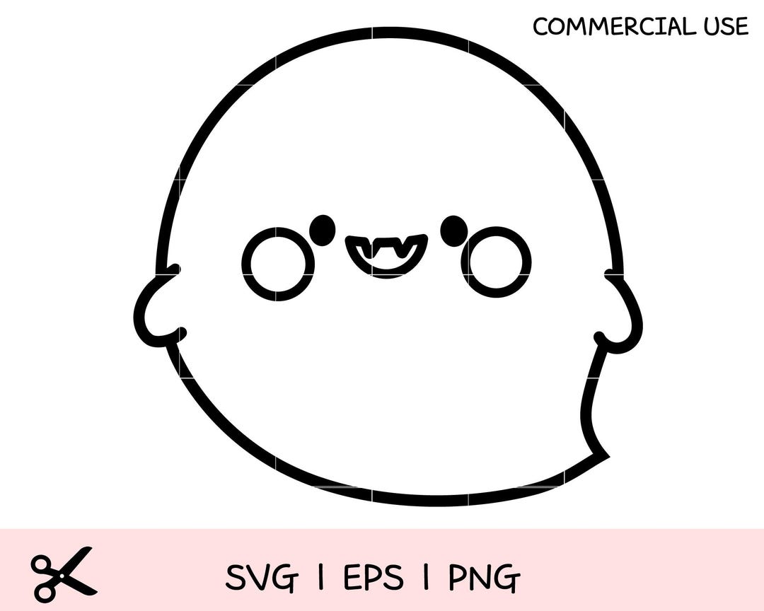 Kawaii Ghost Outline SVG | Cute Halloween Coloring Ghost Clipart | PNG ...