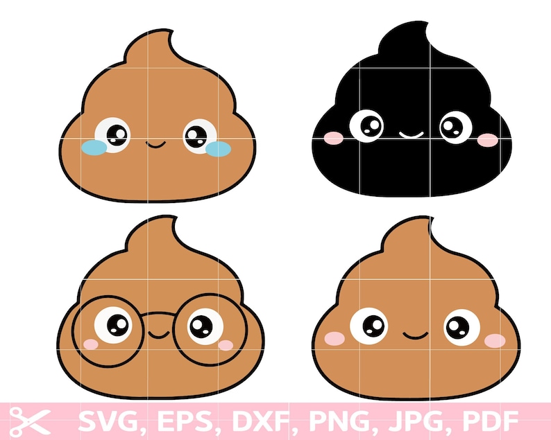 Caca emoji noir svg Caca svg caca emoji avec lunettes svg - Etsy France