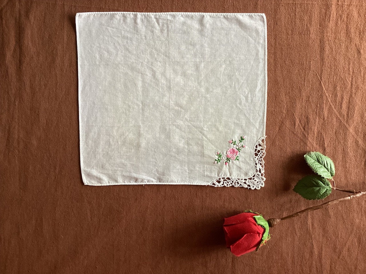 Handkerchief Antique Hand-embroidered Handkerchief or Pocket Square ...