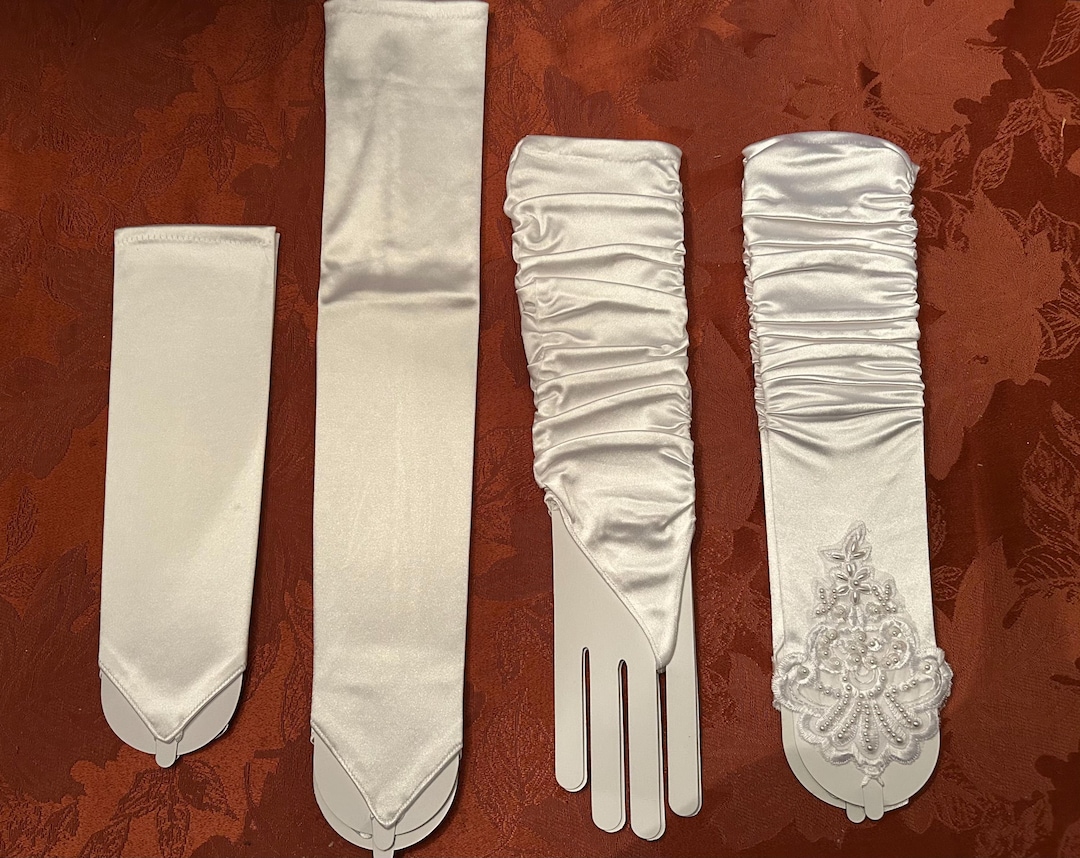 Satin Finger Less Gloves-6 Plain Styles-shiny & Matte Satin Gloves ...