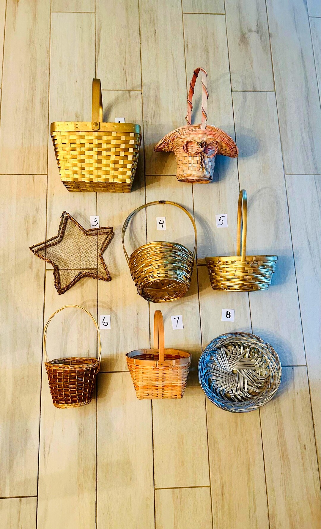 Gold-silver Wicker Baskets-8 Styles-great Gift Baskets-swivel Top ...