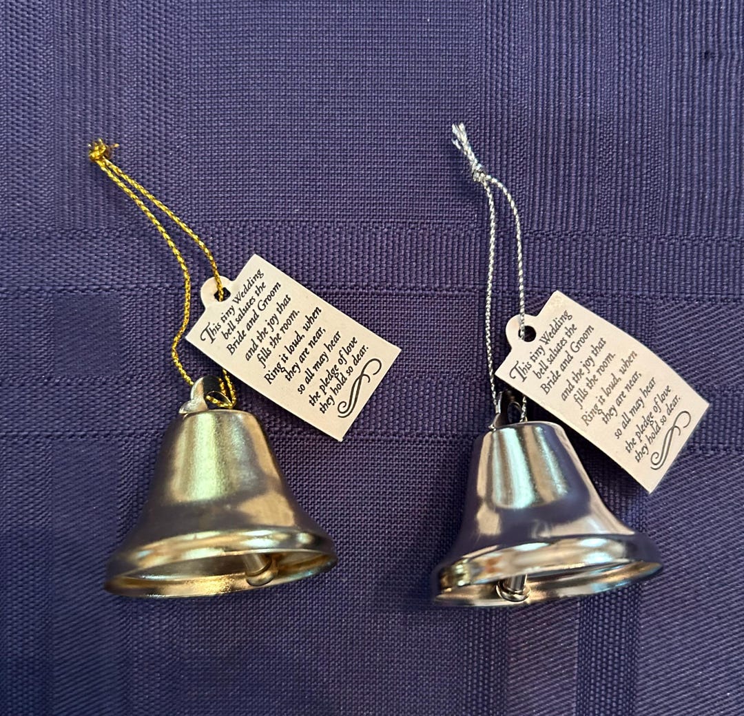 Wedding Bells-mini Bridal Bells for Your Reception-gold & Silver W Tags ...