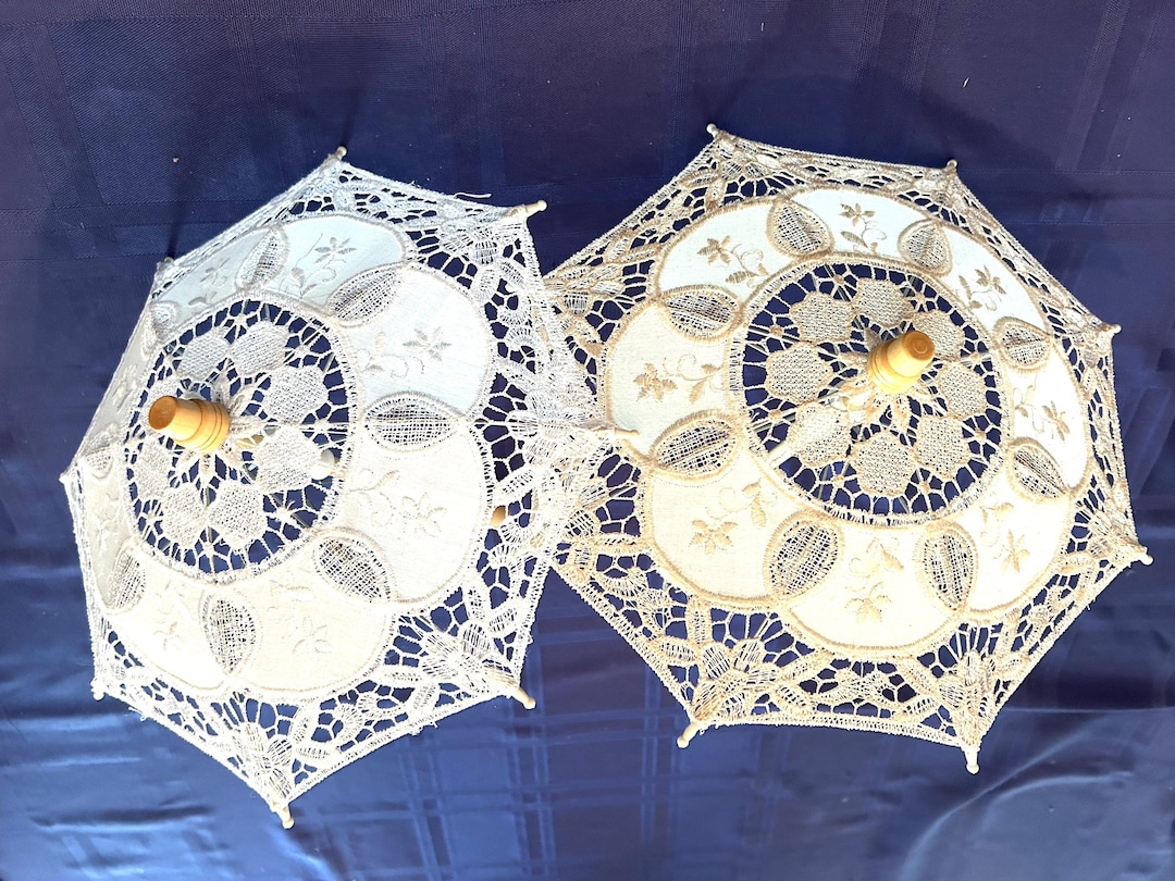 Lace & Cotton Parasol-2 Sizes-beautiful Vintage Design Embroidered ...