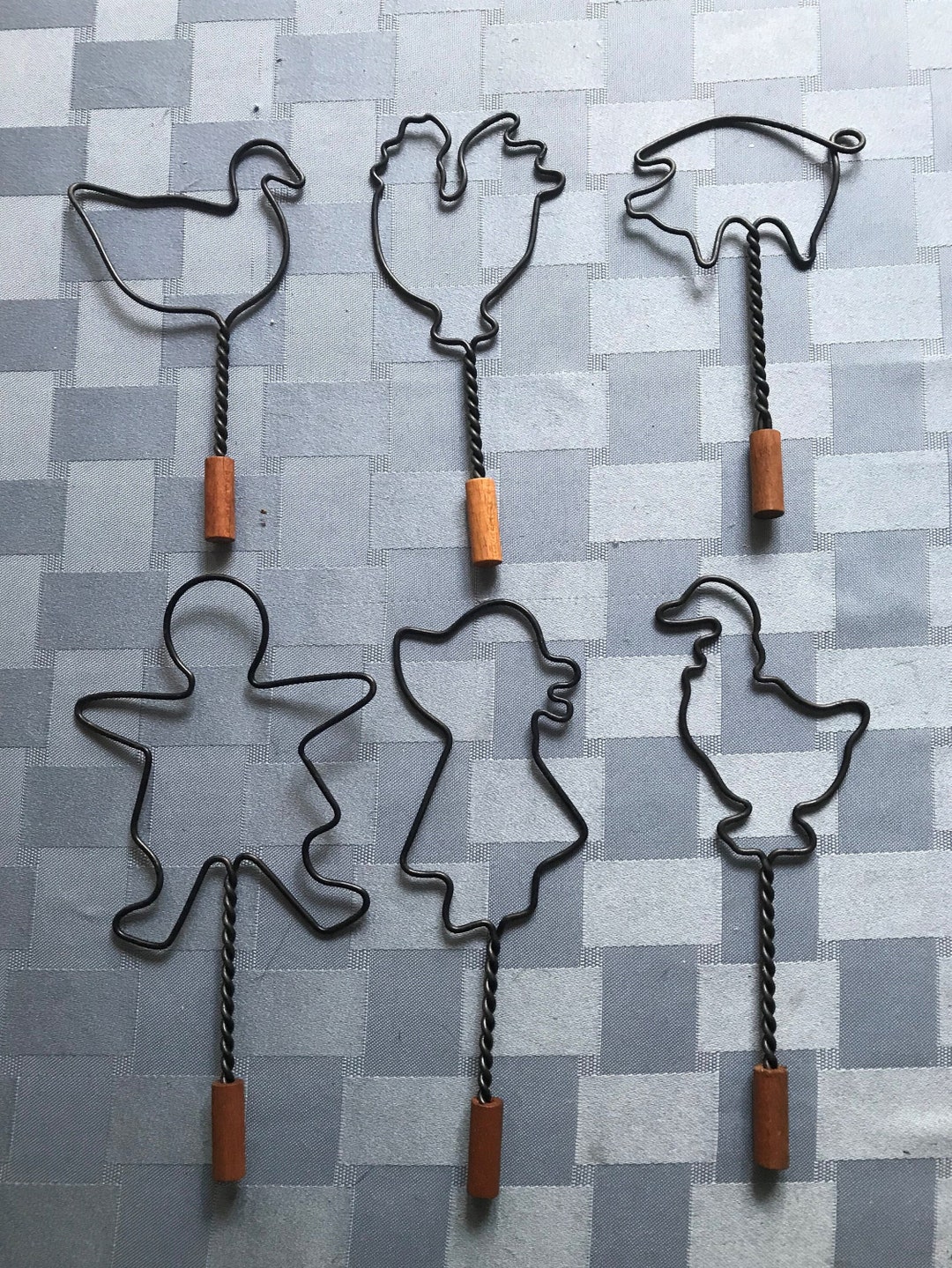 Mini Rug Beater Ornaments-6 New Vintage Country Asst-gingerbread Boy ...