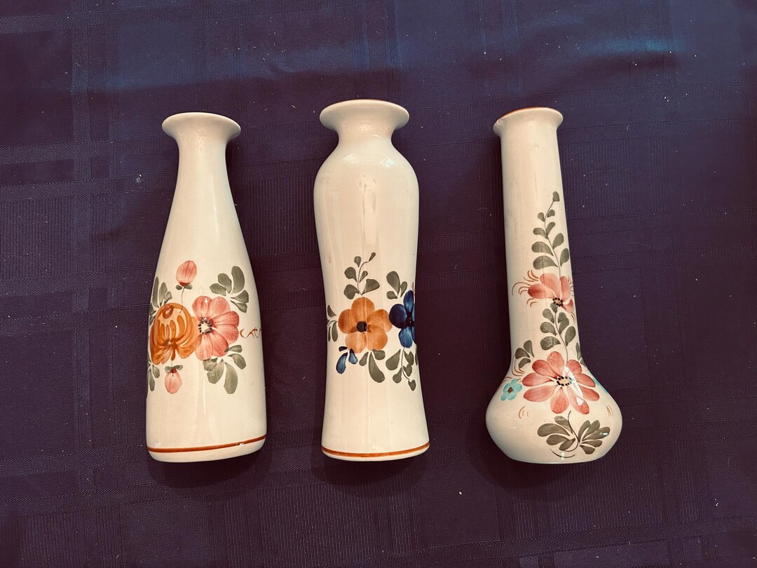 Portuguese Ceramic Vases-3 Styles-beautiful Vintage Painted Floral ...
