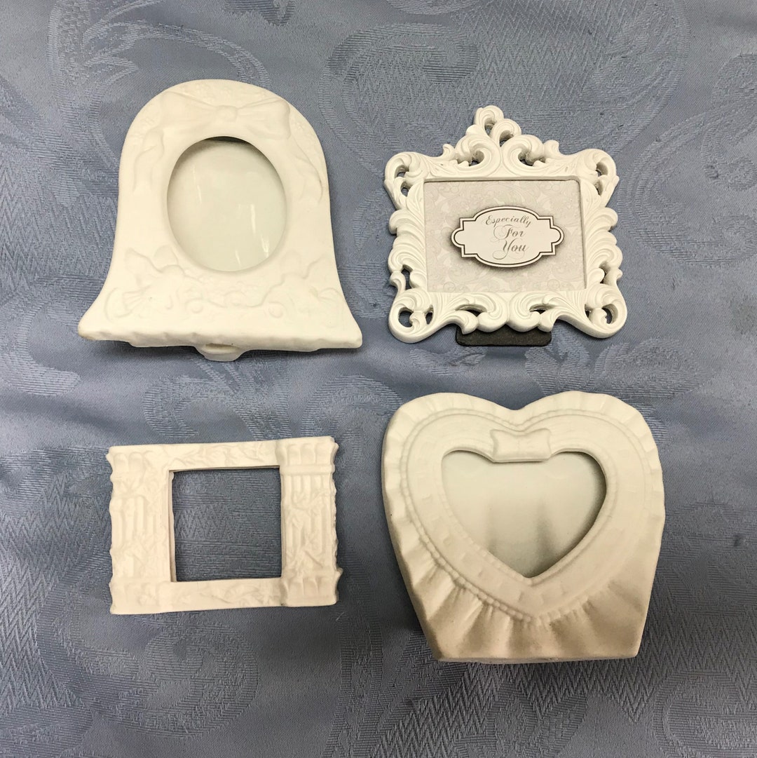 Small Ceramic Frames-4 Styles of Vintage White Ceramic Wedding Frames-great for Small Gifts ...