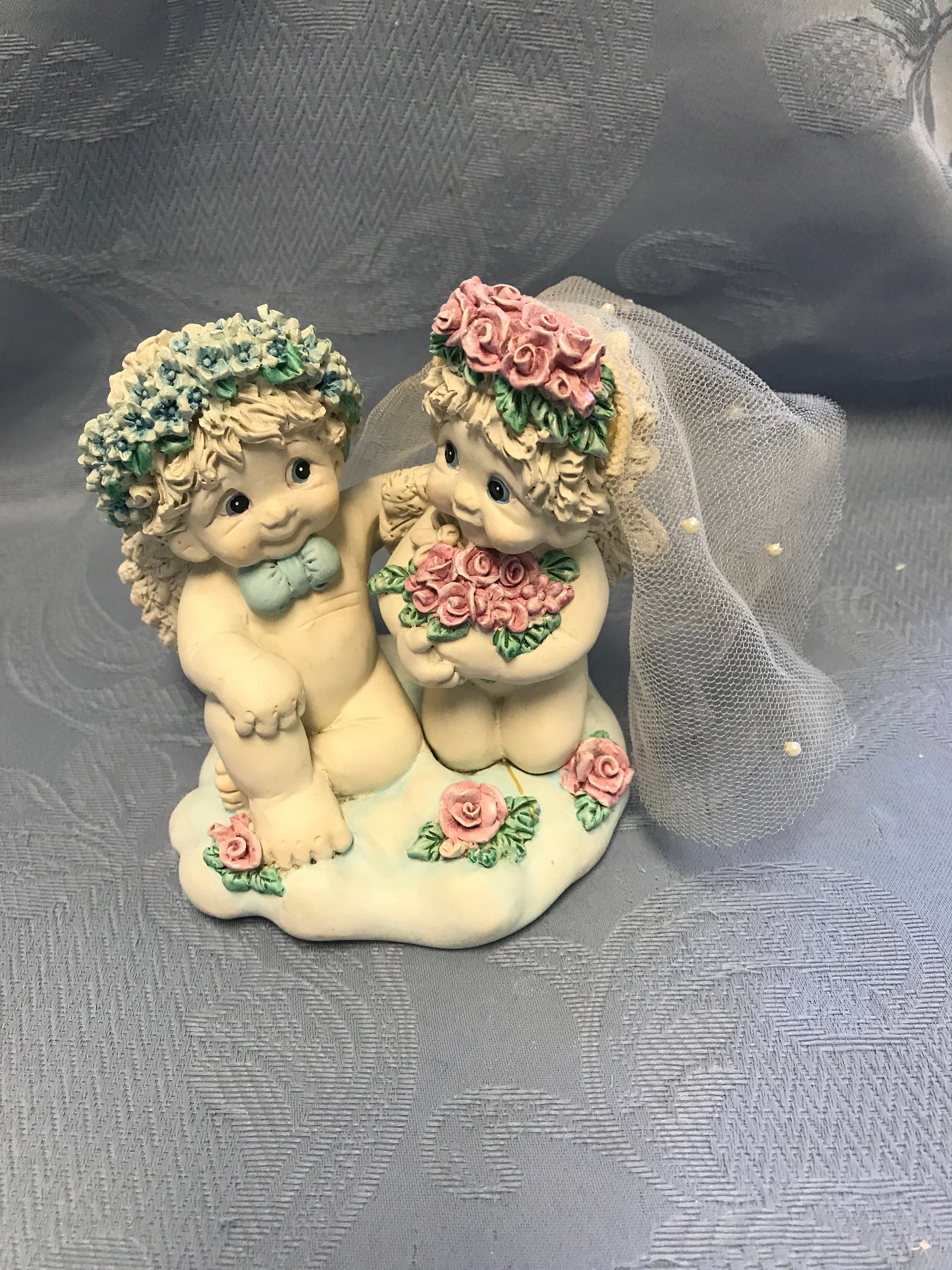 Dreamsicle Bride & Groom Angels Cake Topper-Vintage Dreamsicle | Etsy