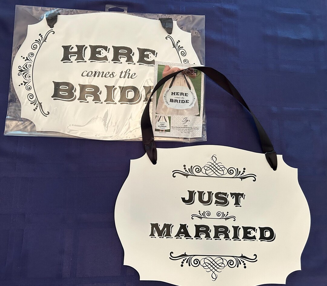 Here Comes the Bride/just Married Sign & Once Upon a Time.../and They ...