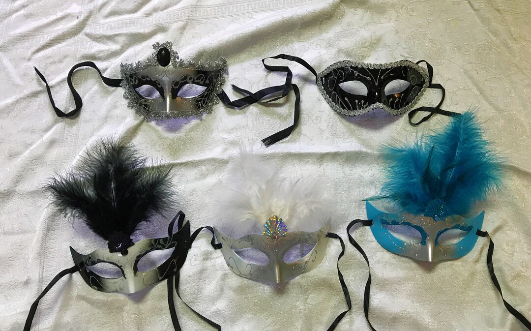 Masks for Masquerade-halloween-5 Styles of Ribbon Tie Masks-venetian ...