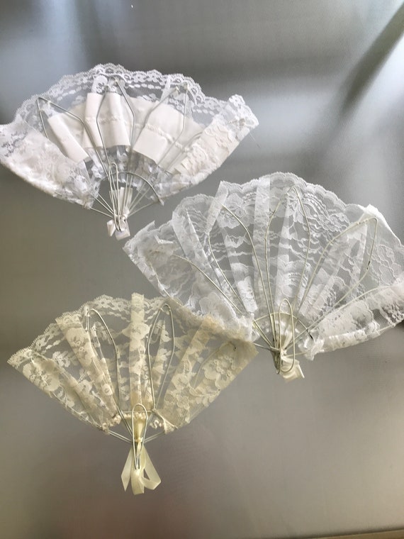 Victorian Lace and Satin Fans-5 Styles-Vintage Bridal… - Gem