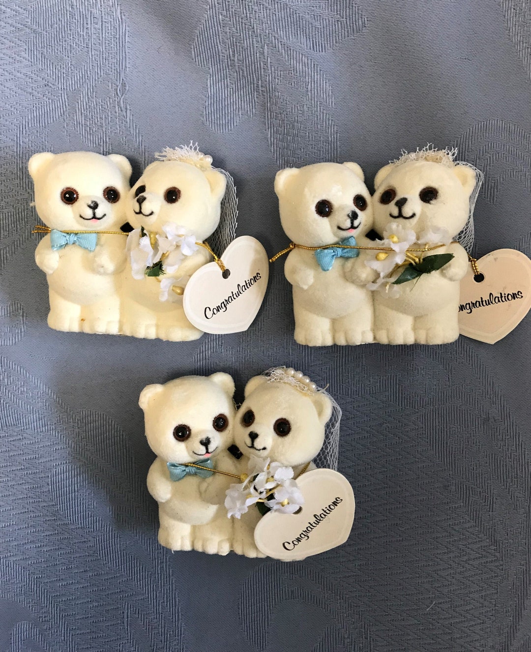 Bride & Groom Teddy Bears-1-12 White Flocked-new Vintage Bears Great ...