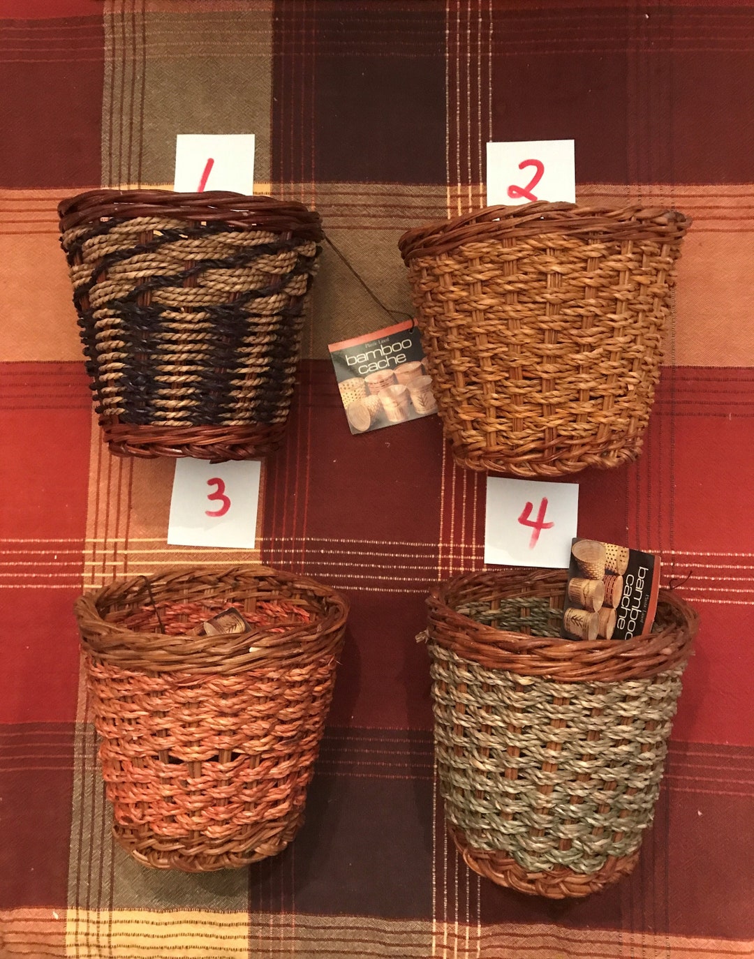 Bamboo Plant Pots-beautifully Crafted Vintage Twisted Wicker Rope Like ...