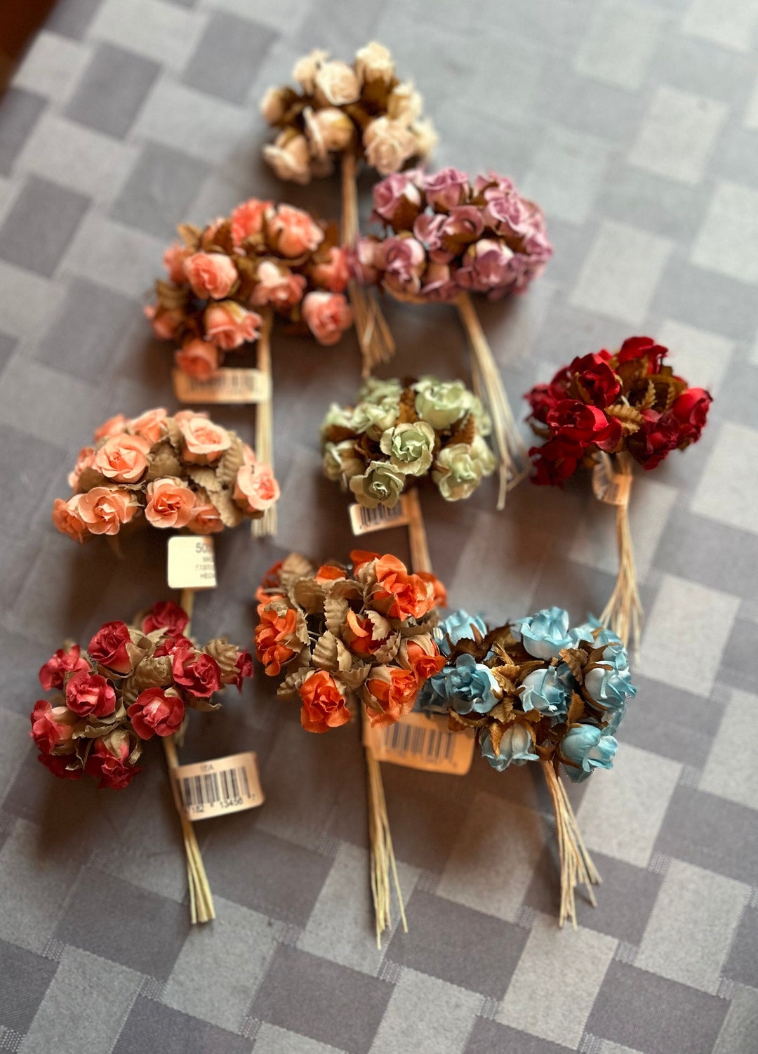 Dried Look Mini Favor Flowers-8 Colors-12 Wired Stem Flowers-great for ...