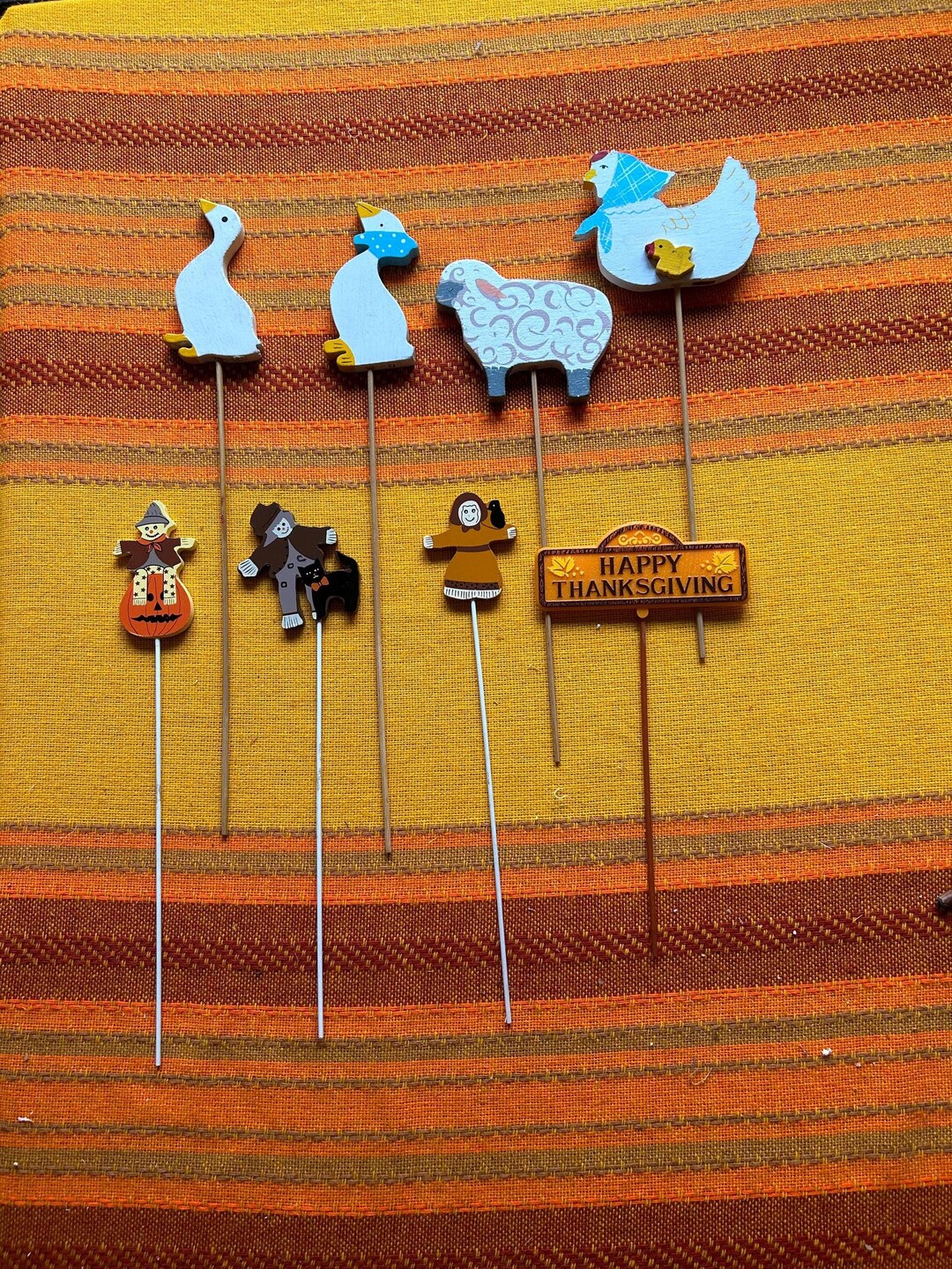 Duck-lamb-chicken-scarecrow-wood Picks-plant Stakes-country Picks for ...