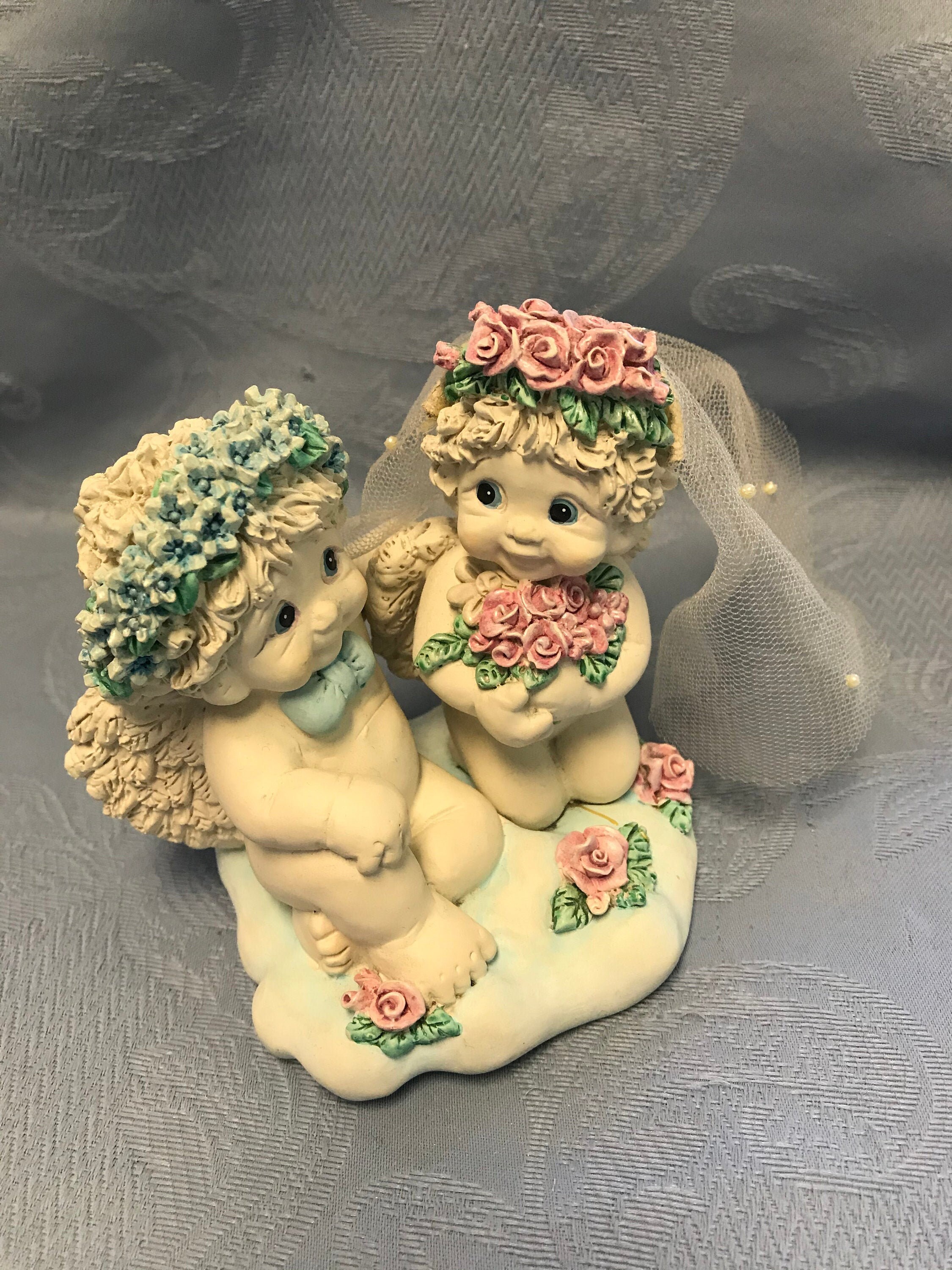 Dreamsicle Bride & Groom Angels Cake Topper-Vintage Dreamsicle | Etsy