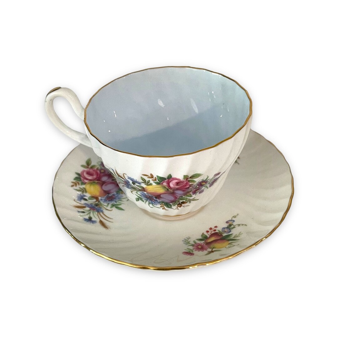 E B Foley 1850 Tea Cup and Saucer Set in the Fruit Floral Pattern With ...