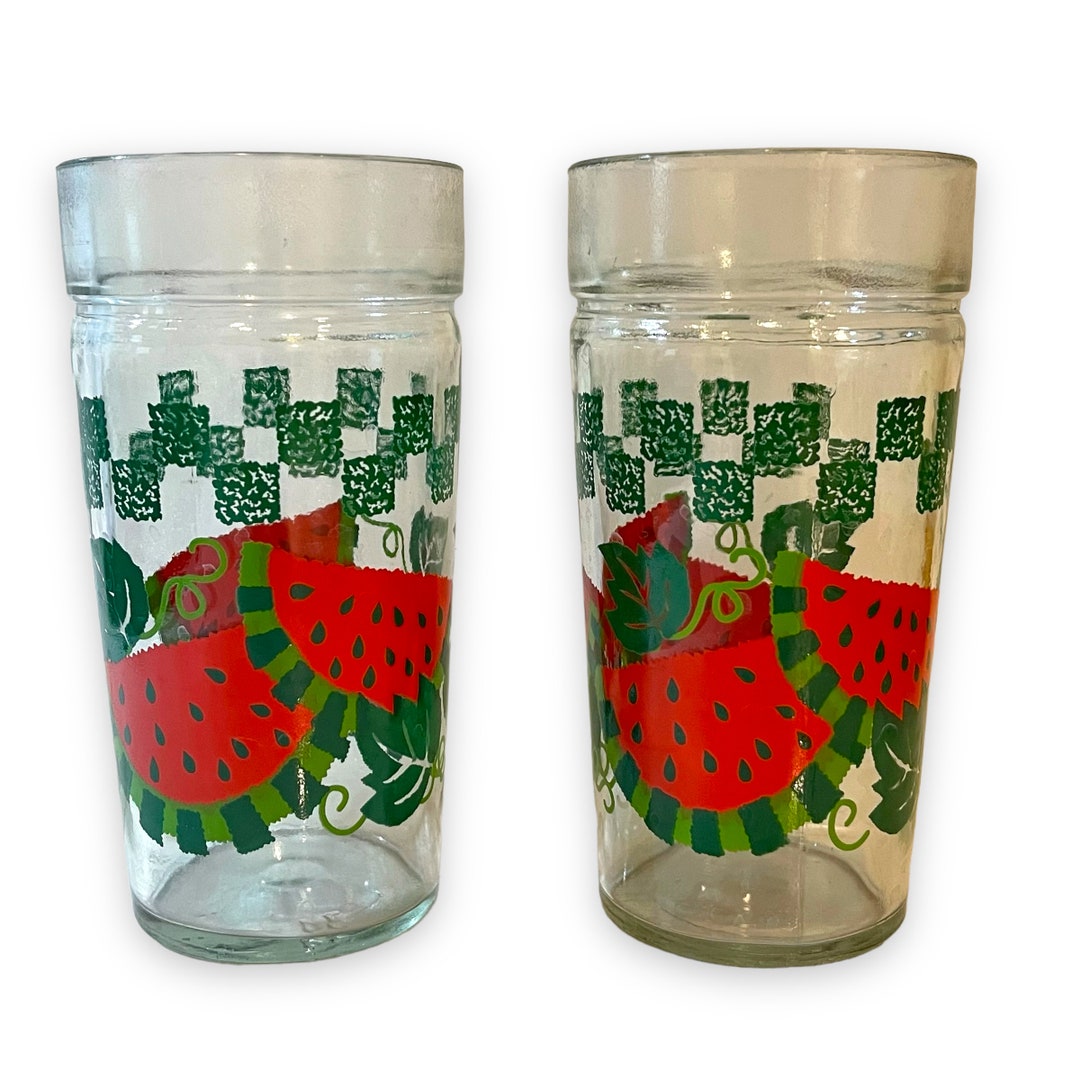 1970s Anchor Hocking Jelly Jar Drinking Glass Tumblers - Watermelon ...