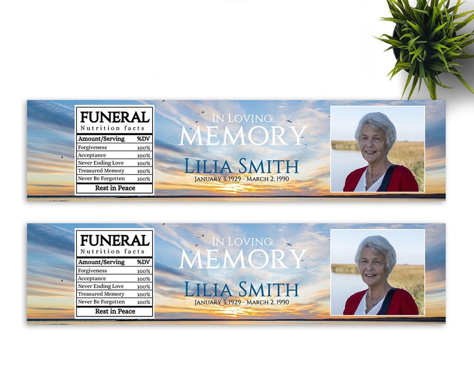 Beach Sunset Funeral Water Bottle Label Template (digital Download) - Etsy