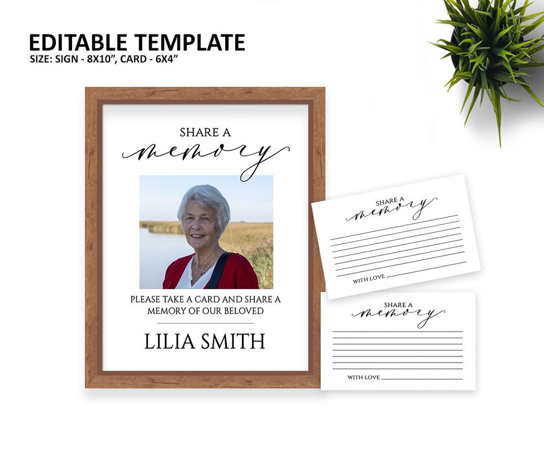 M011-funeral Share A Memory Sign/card Minimalist Template,funeral Share ...