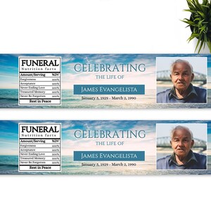 M001-funeral Water Bottle Label Beach Sunrise Templatefuneral - Etsy