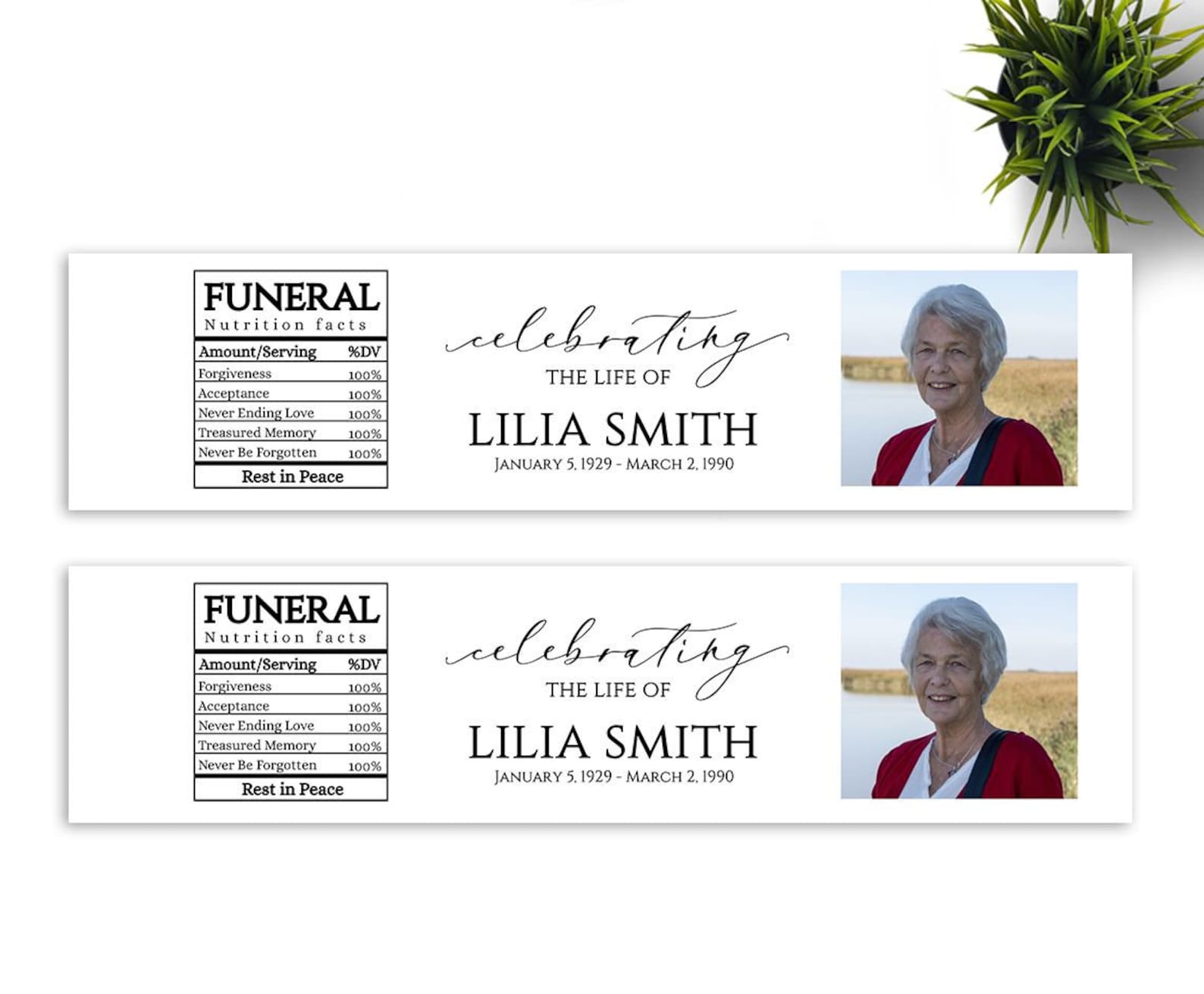 Minimalist Funeral Water Bottle Label Template (editable) - Etsy