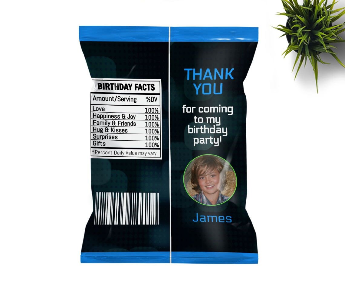 P003- Editable Video Game Chip Bag, Gamer Party, Chip Bag Printable ...