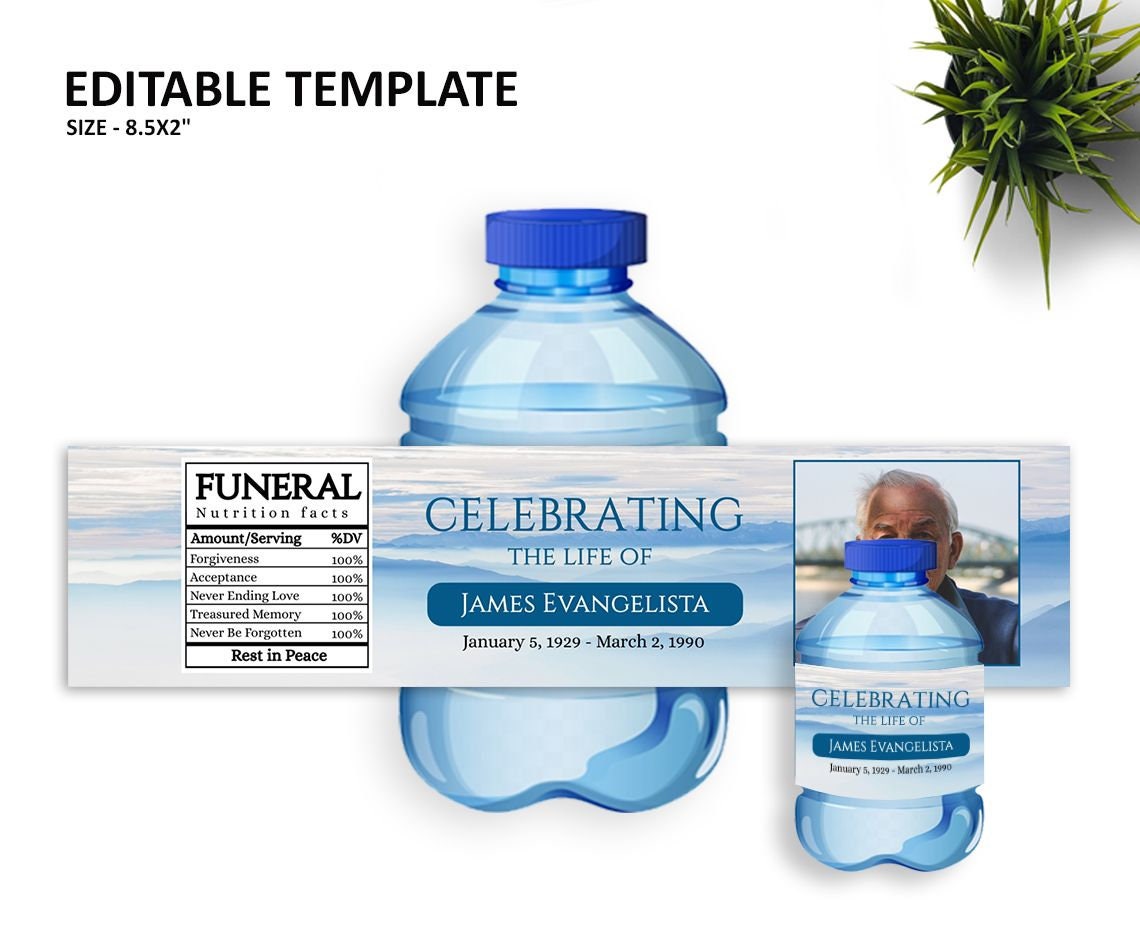 M009-funeral Water Bottle Label Mountain Template,funeral Water Bottle ...