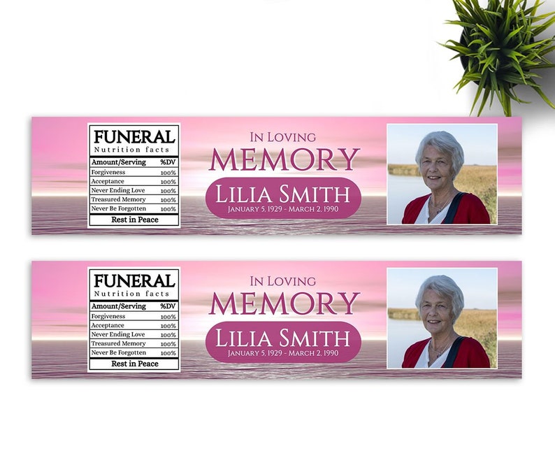M007-funeral Water Bottle Label Pink Sunset Template, Pink Sunset Water ...