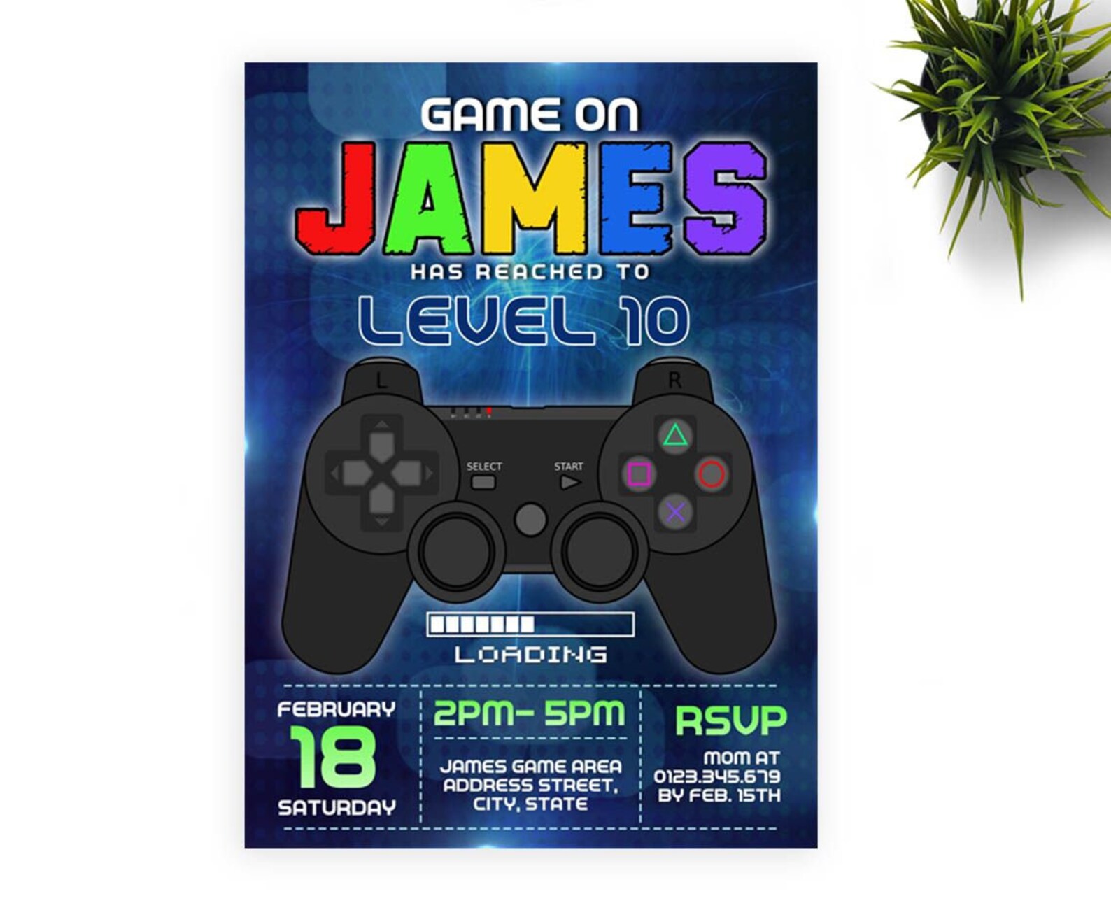 P004- Editable Video Game Invite, Gamer Party, Invite Printable, Gamer ...