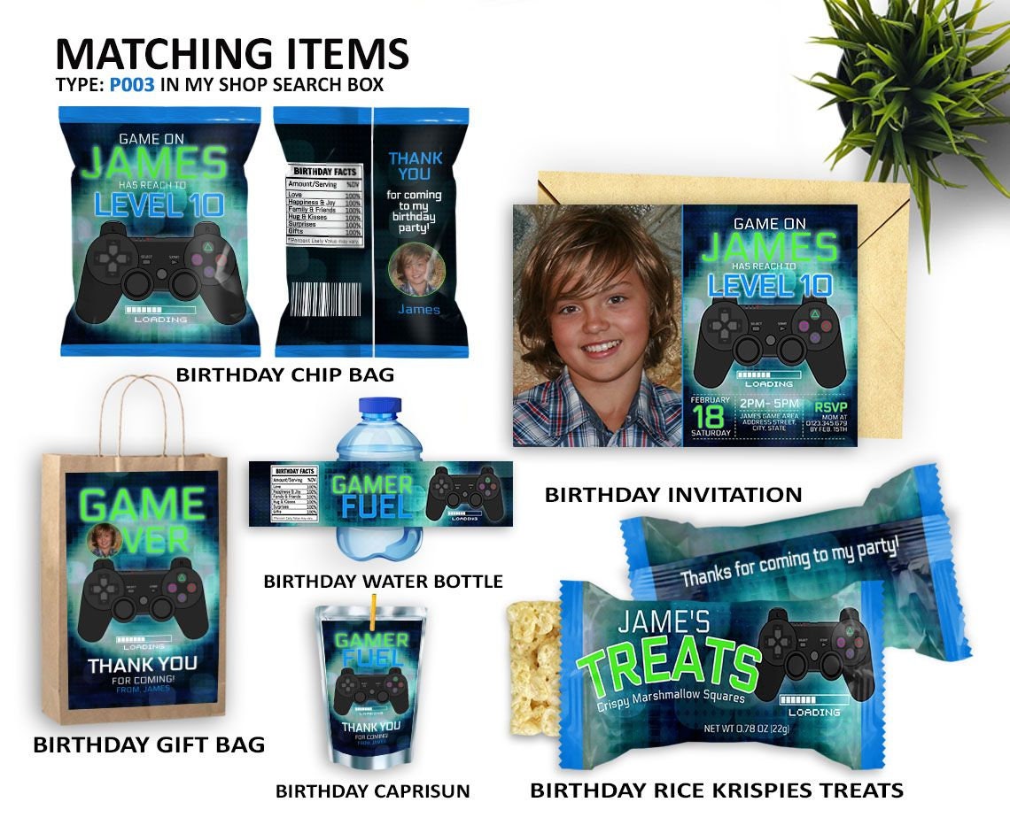 P003 Editable Video Game Gift Bag Gamer Party Gift Bag - Etsy