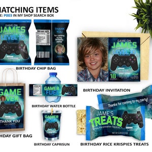 P003- Editable Video Game Chip Bag, Gamer Party, Chip Bag Printable ...