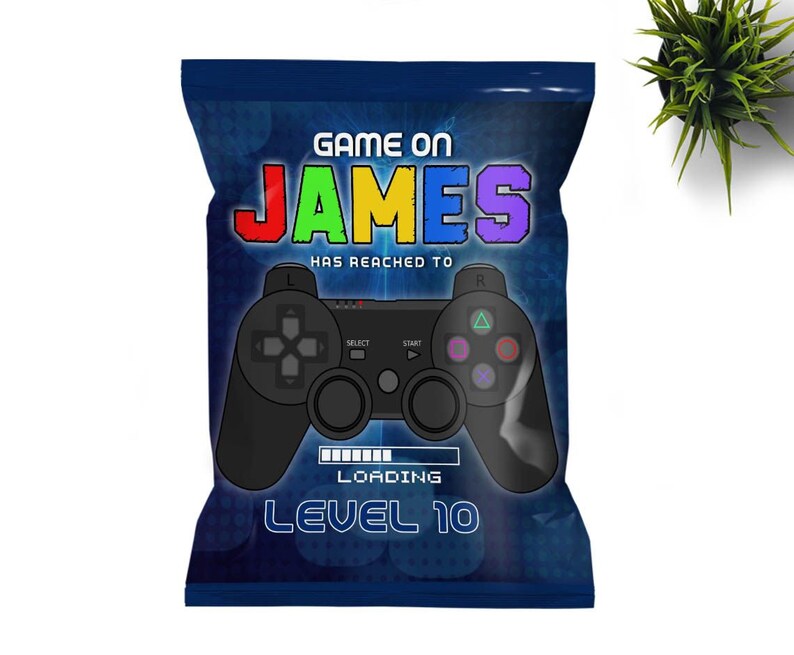 P004 Editable Video Game Chip Bag Gamer Party Chip Bag - Etsy