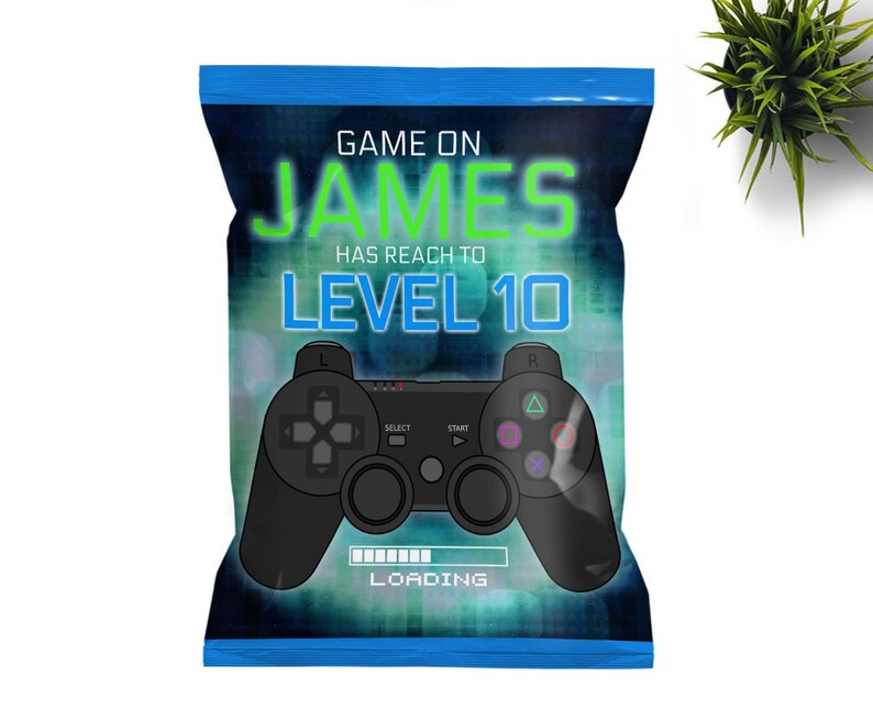 P003- Editable Video Game Chip Bag, Gamer Party, Chip Bag Printable ...