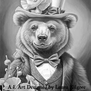 Distinguished Animals 12-coloring Pages in Greyscale for Adults in High ...