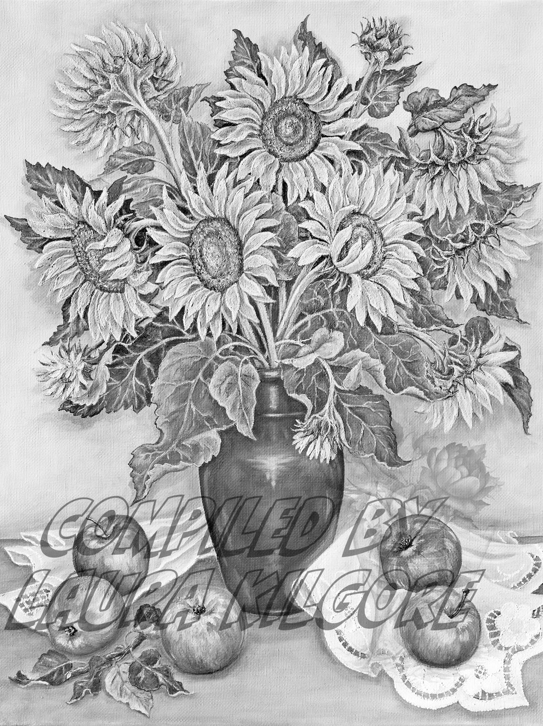 Sunflower Greyscale Coloring Page: Floral Bouquet (PDF Printable) - Etsy